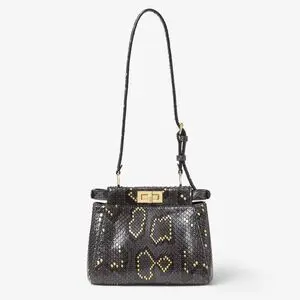 Fendi My Peekaboo® Xs Hand-painted Black Python Bag
